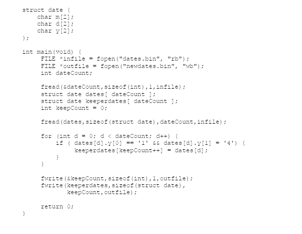 Solved 3. (30 pts) The binary file dates bin is shown in a | Chegg.com