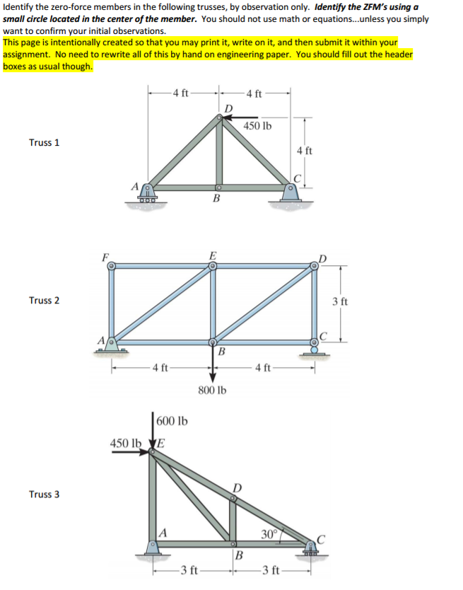 Solved Identify the zero-force members in the following | Chegg.com