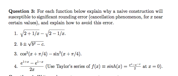 Question 3: For each function below explain why a | Chegg.com