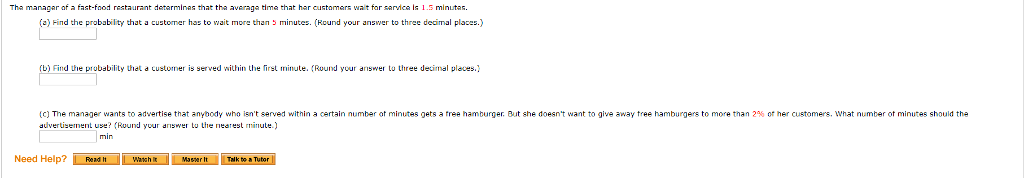 Tha managar af a fast-faod restaurant detarminas that | Chegg.com