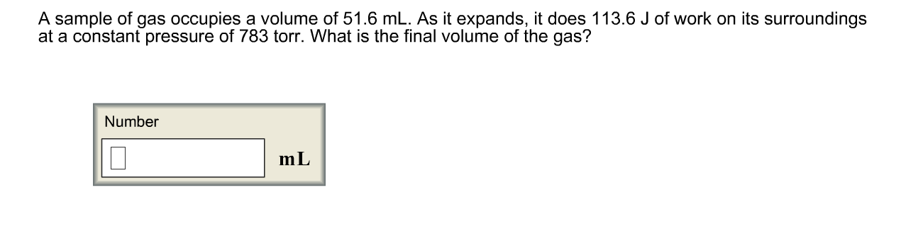Solved A sample of gas occupies a volume of 51.6 mL. As it | Chegg.com