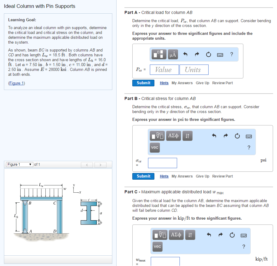 Solved To analyze an ideal column with pin supports, | Chegg.com