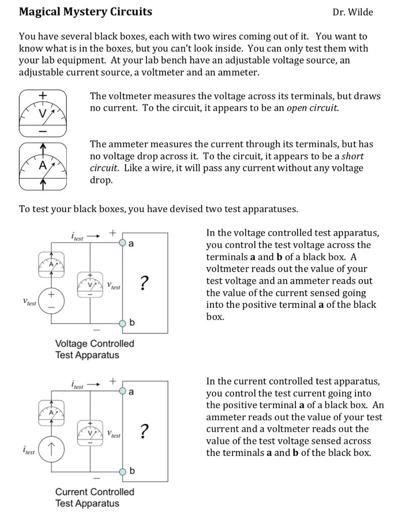 Solved Magical Mystery Circuits Dr. Wilde You have several | Chegg.com