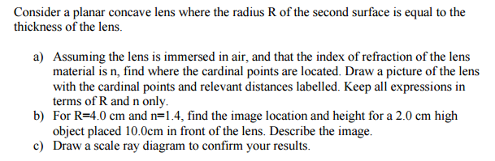 Solved Consider a planar concave lens where the radius R of | Chegg.com