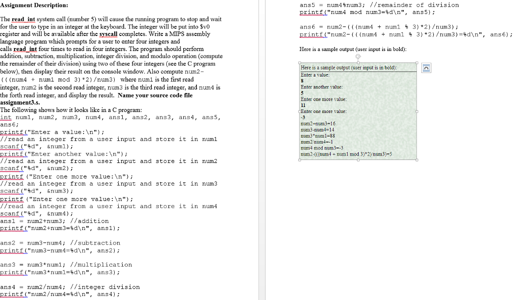 Solved The read int system call (number 5) will cause the | Chegg.com
