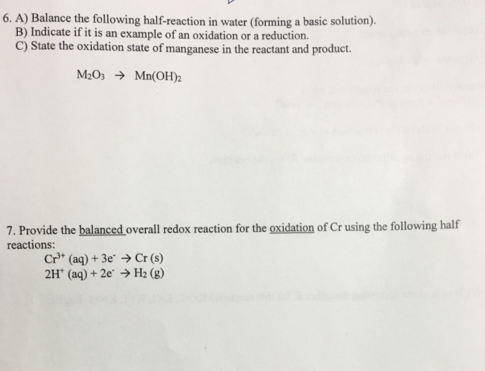 Solved Balance the following half-reaction in water (forming | Chegg.com