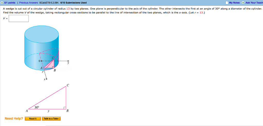 Solved A wedge is cut out of a circular cylinder of radius | Chegg.com