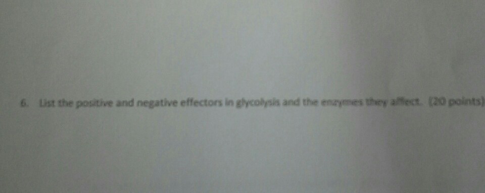 Solved 6. List the positive and negative effectors in | Chegg.com