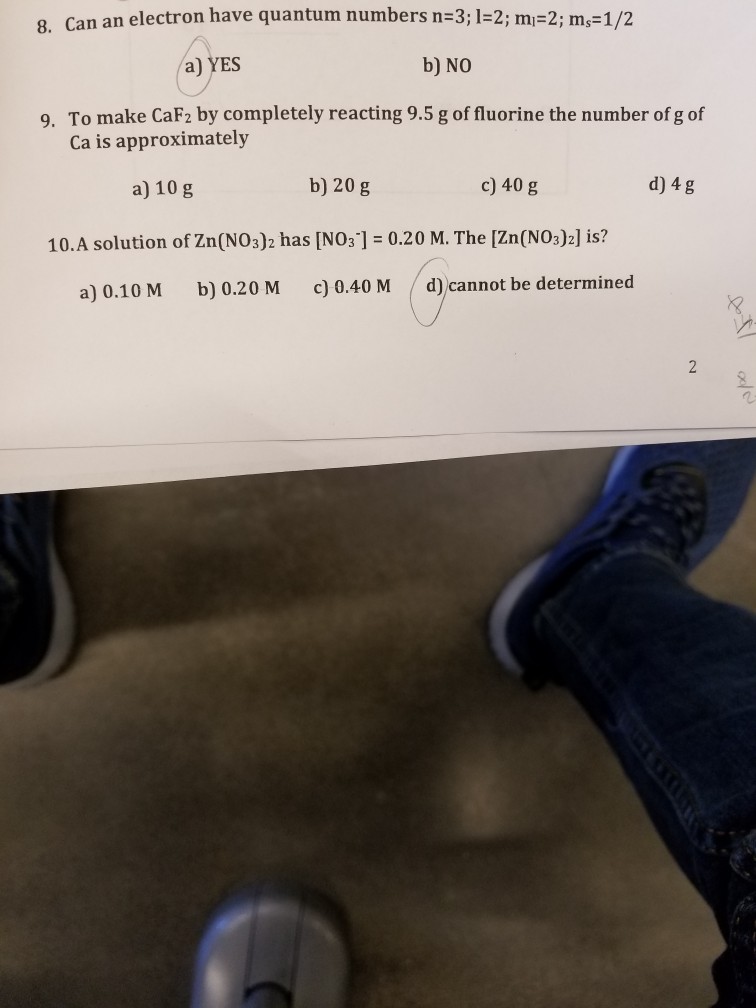 Solved Can an electron have quantum numbers n = 3: 1 = 2: | Chegg.com