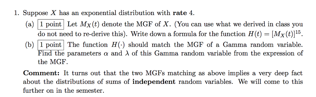 Solved 1. Suppose X has an exponential distribution with | Chegg.com