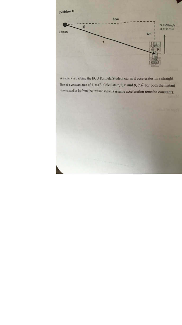 Solved A camera is tracking the ECU Formula Student car as | Chegg.com