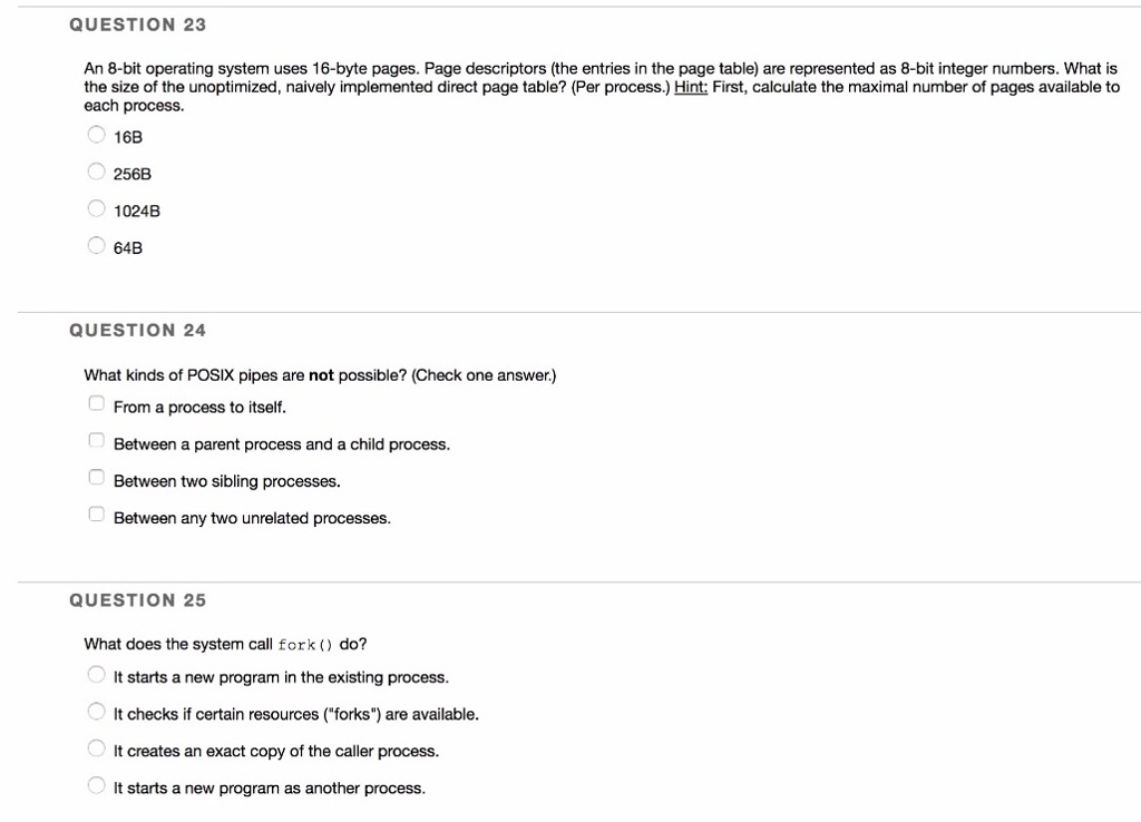 Solved QUESTION 23 An 8-bit operating system uses 16-byte | Chegg.com