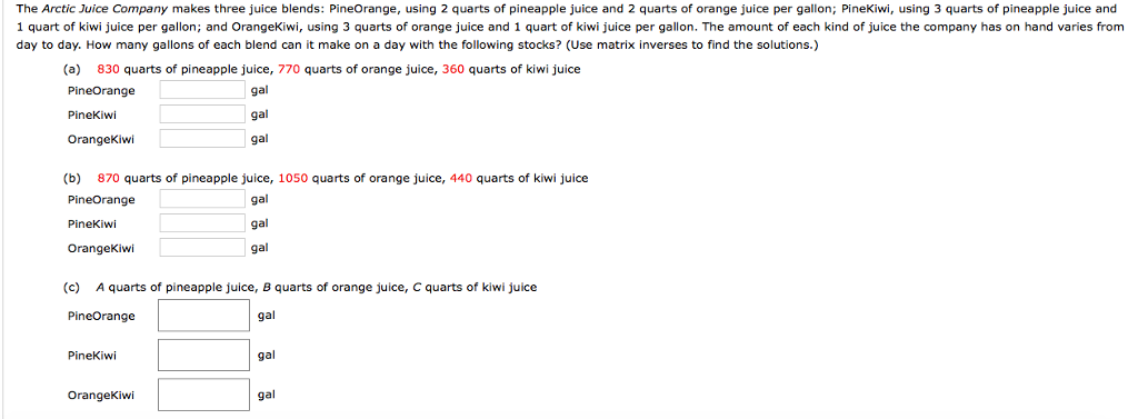 Solved The Arctic Juice Company makes three juice blends: | Chegg.com