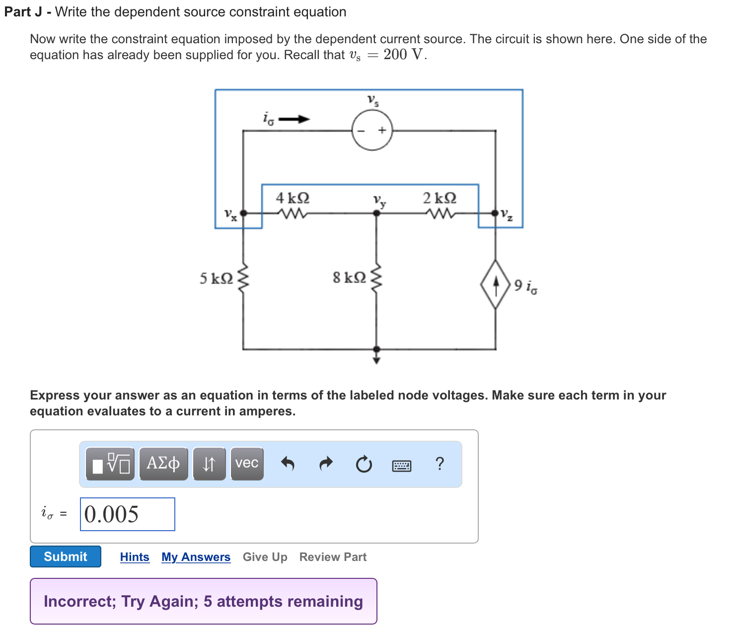 Solved When a circuit has a supernode, you write two | Chegg.com