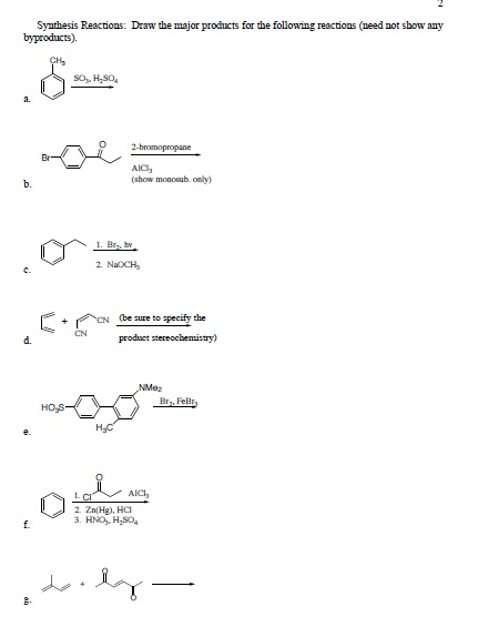 Solved Synthesis Reactions: Draw the major products for the | Chegg.com