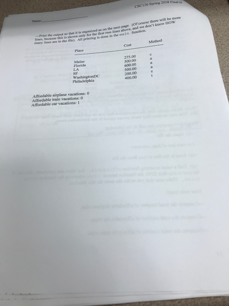 Solved Name Csc126 Spring 2018 Final B 4 Given The