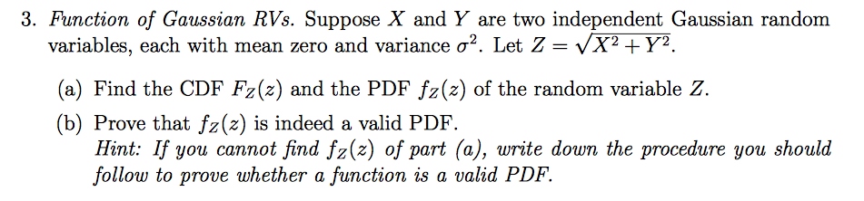 Solved Function of Gaussian RVs. Suppose X and Y are two | Chegg.com