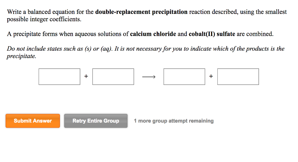 Solved Write a balanced equation for the double-replacement | Chegg.com