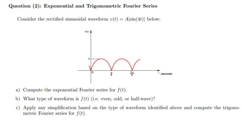 Solved Question (2): Exponential and Trigonometric Fourier | Chegg.com