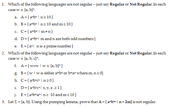 Solved Which of the following languages are regular and not | Chegg.com