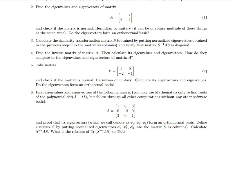 Solved 2. Find the eigenvalues and eigenvectors of matrix | Chegg.com