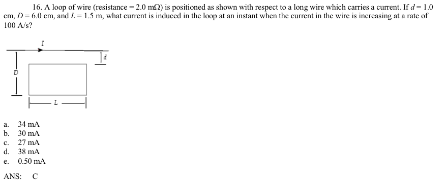 Solved A loop of wire (resistance = 2.0 m Ohm) is positioned | Chegg.com