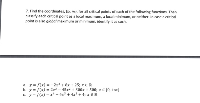 7 Find The Coordinates X0 Y0 For All Critical 