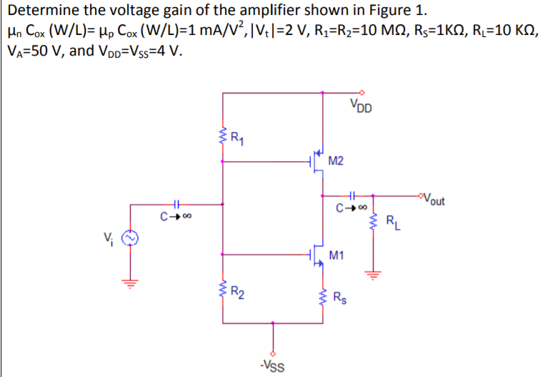 Solved Determine the voltage gain of the amplifier shown in | Chegg.com