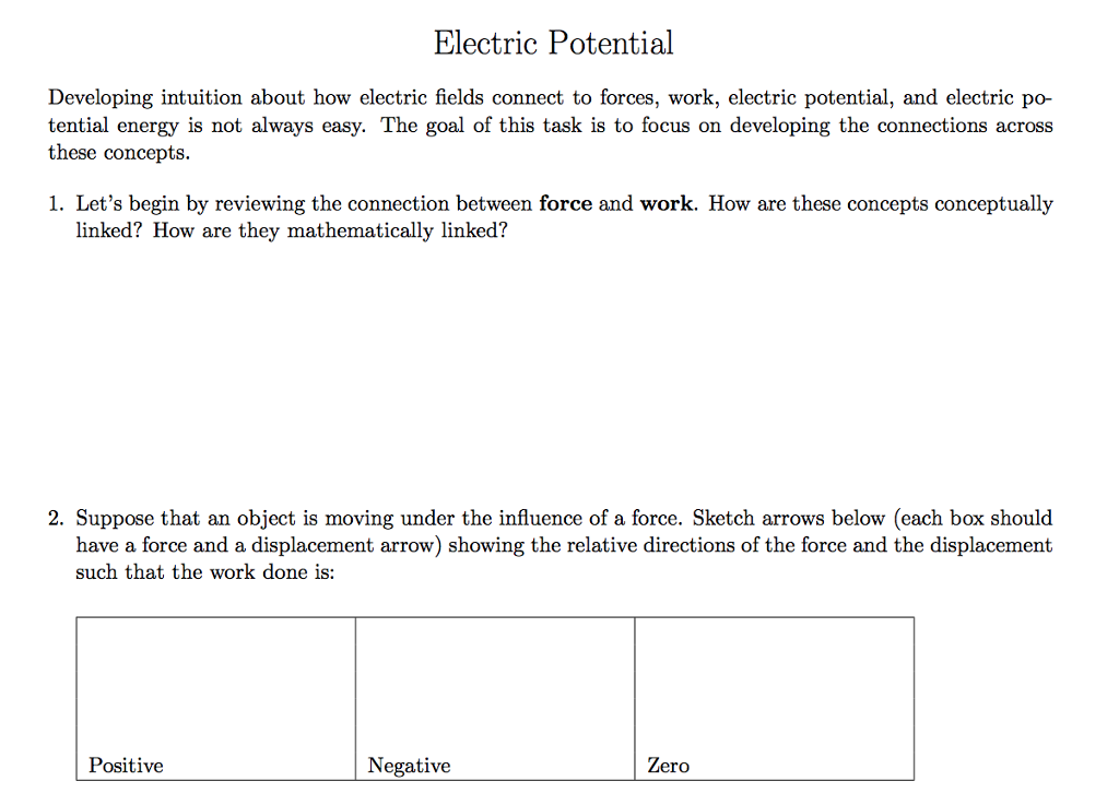 Solved Electric Potential Developing intuition about how | Chegg.com