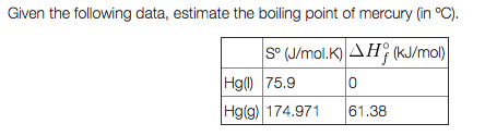 Solved Given the following data, estimate the boiling point | Chegg.com