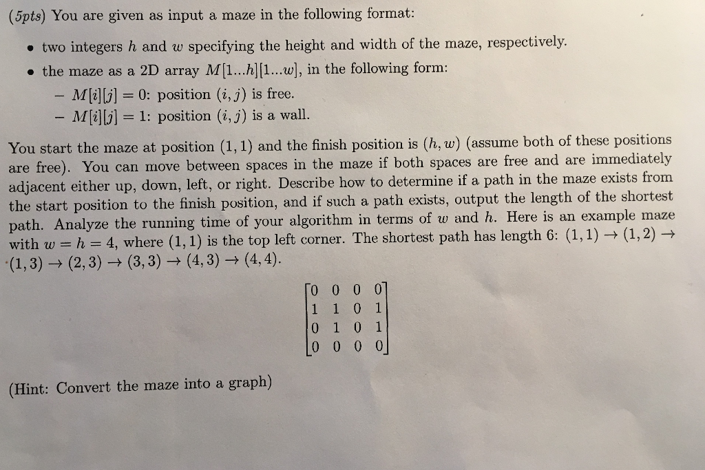 Solved You are given as input a maze in the following | Chegg.com