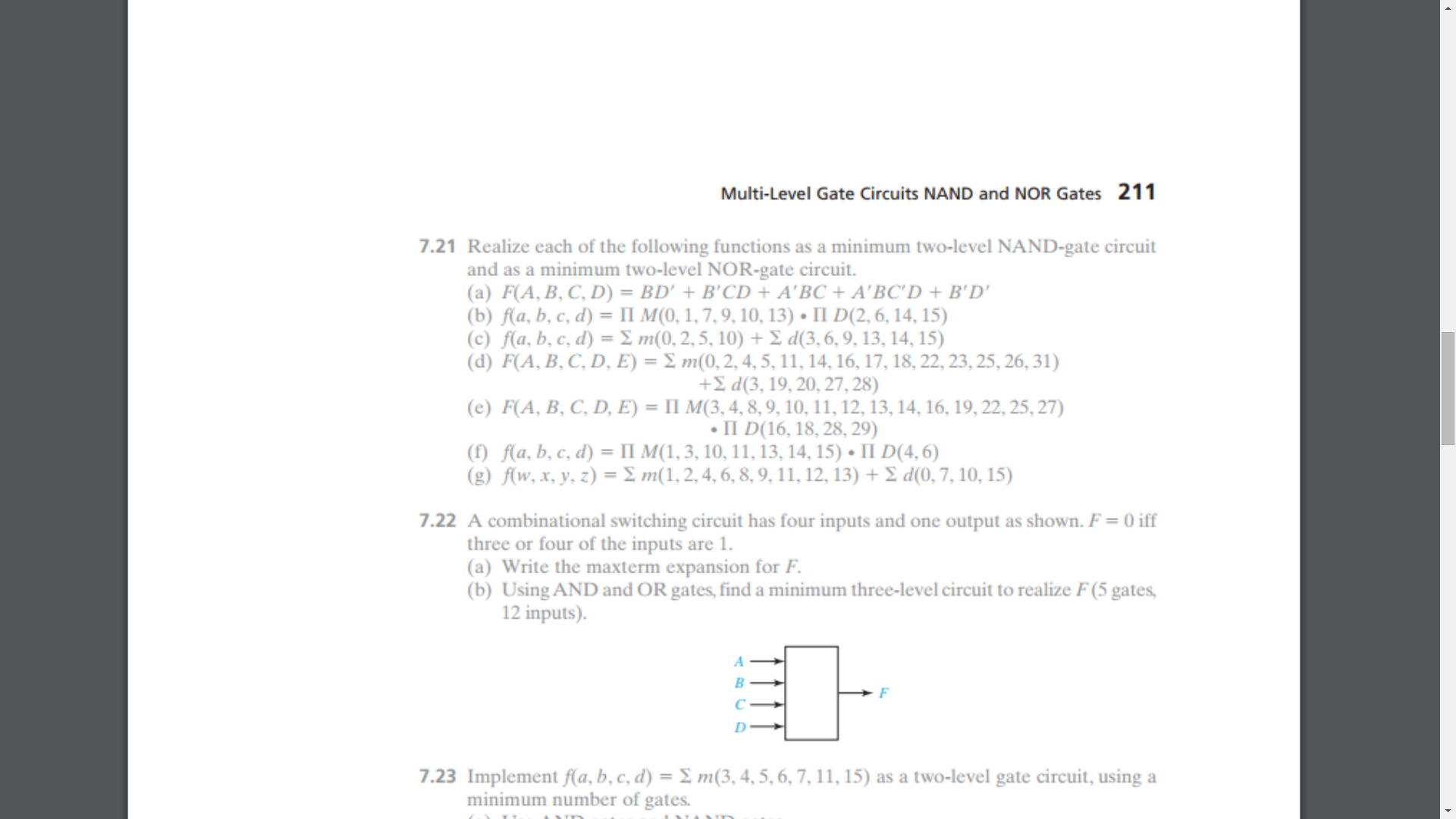 Solved Realize Each Of The Following Functions As A Minimum 