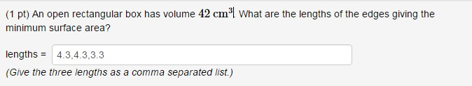 Solved An open rectangular box has volume 42 cm3. What are | Chegg.com