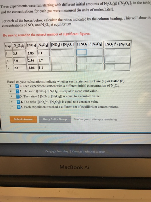 Solved Three experiments were run starting with different | Chegg.com