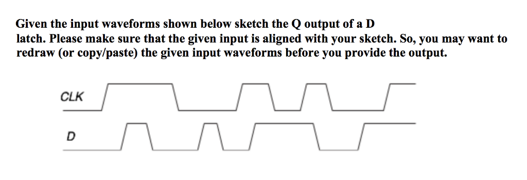 Solved Given The Input Waveforms Shown Below Sketch The Q