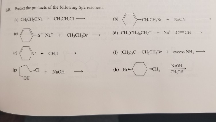 Solved Predict the products of the following SN2 reactions. | Chegg.com
