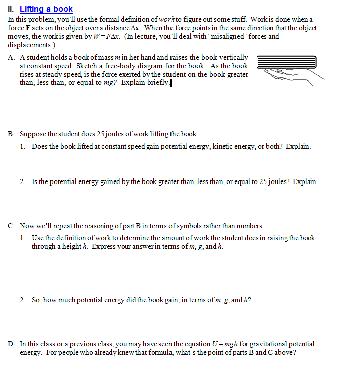 Solved ll. Lifting a book In this problem, you'll use the | Chegg.com