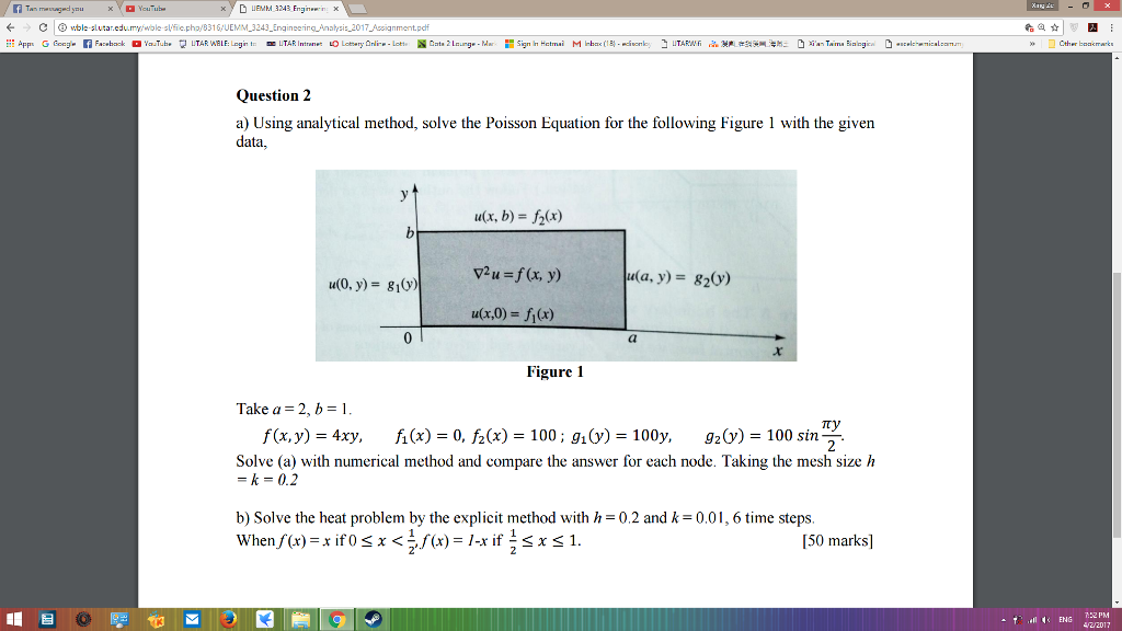 a) Using analytical method, solve the Poisson | Chegg.com