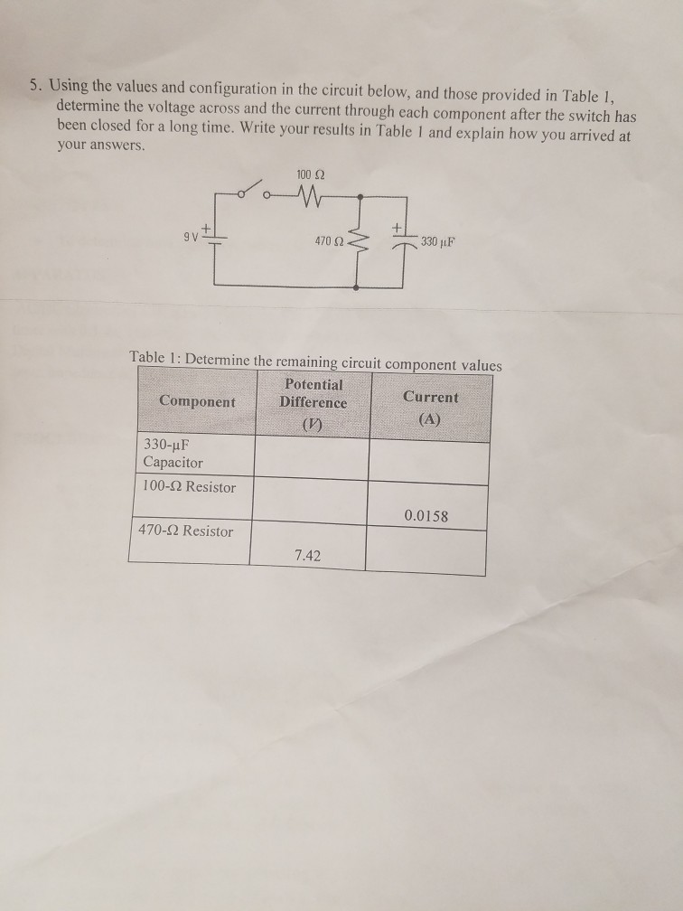 Solved 5. Using the values and configuration in the circuit | Chegg.com