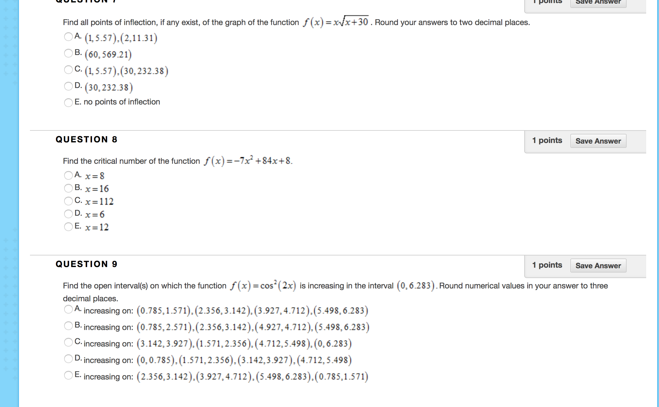 Solved Find all points of inflection, if any exist, of the | Chegg.com