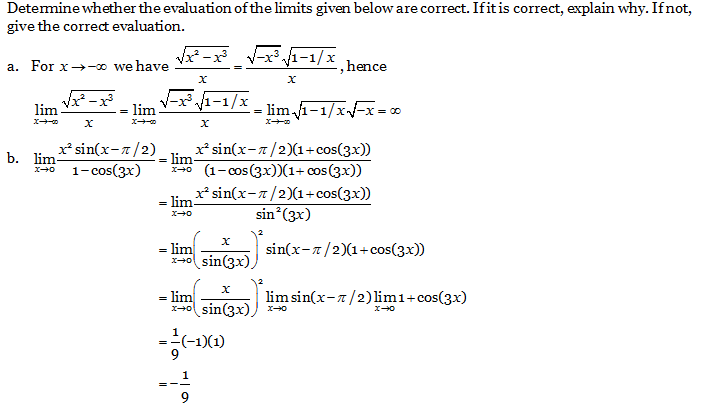 Solved Determine Whether The Evaluation Of The Limits Given