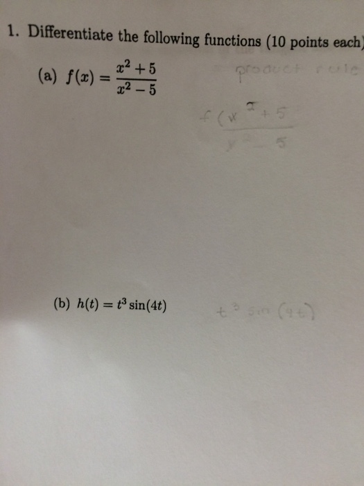 Solved Differentiate the following functions f(x) = x2 + 5/ | Chegg.com