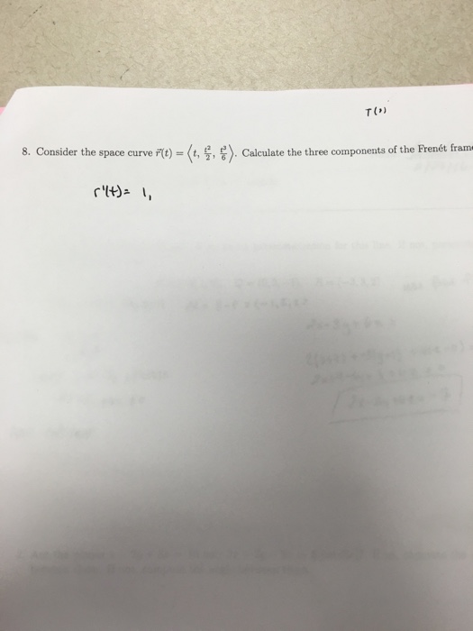 Solved Consider the space curve r(t) = (t, t^2/2, t^3/6), | Chegg.com