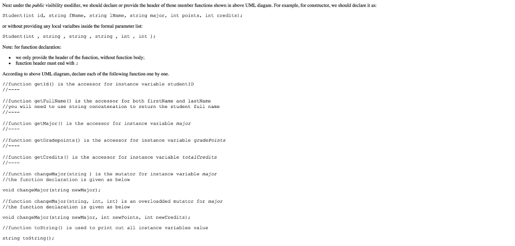 Solved Next under the public visibility modifier, we should | Chegg.com