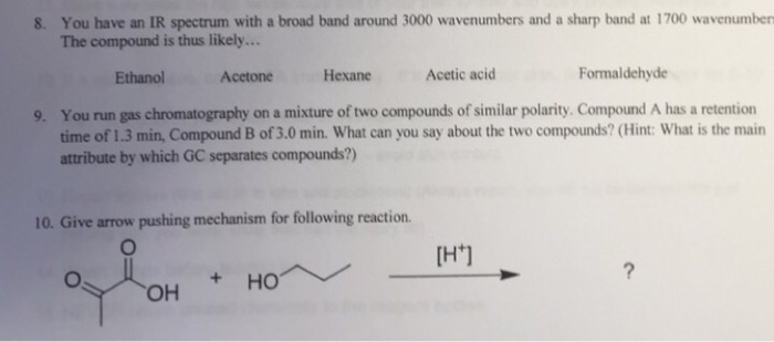 Solved You have an IR spectrum with a broad hand around 3000 | Chegg.com
