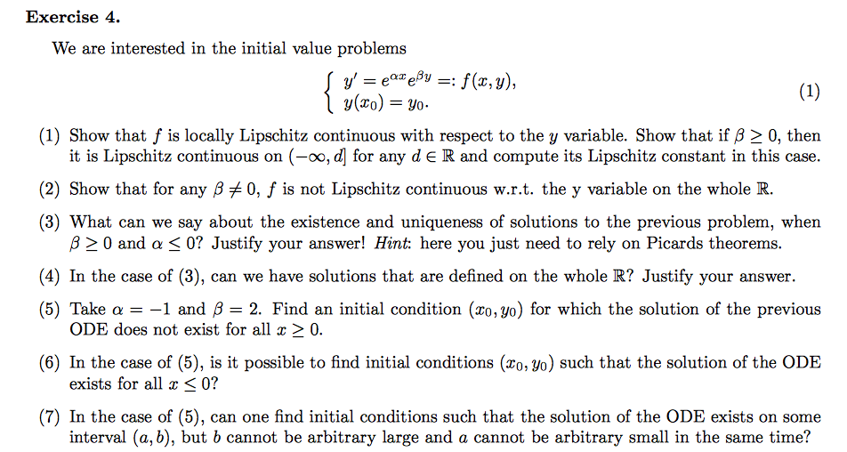 Solved Exercise 4. We are interested in the initial value | Chegg.com