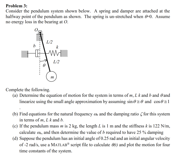 Solved Consider the pendulum system shown below. A spring | Chegg.com Solved Consider the pendulum system shown below. A spring | Chegg.com