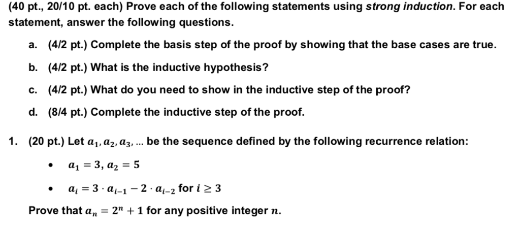 Solved (40 pt., 20/10 pt. each) Prove each of the following | Chegg.com