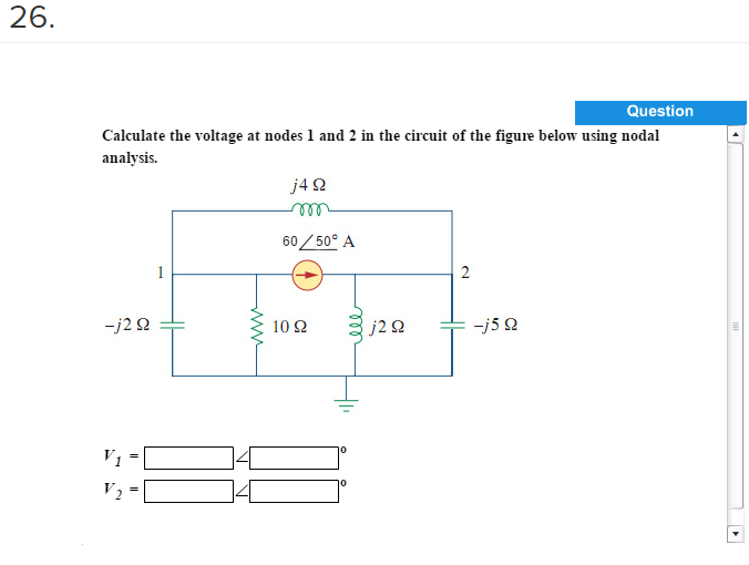 Solved Calculate the voltage at nodes 1 and 2 in the circuit | Chegg.com