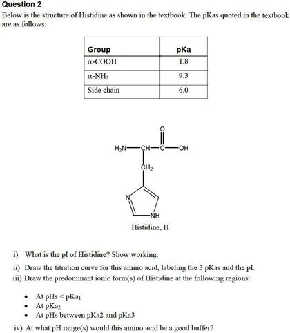 Solved Below is the structure of Histidine as shown in the | Chegg.com